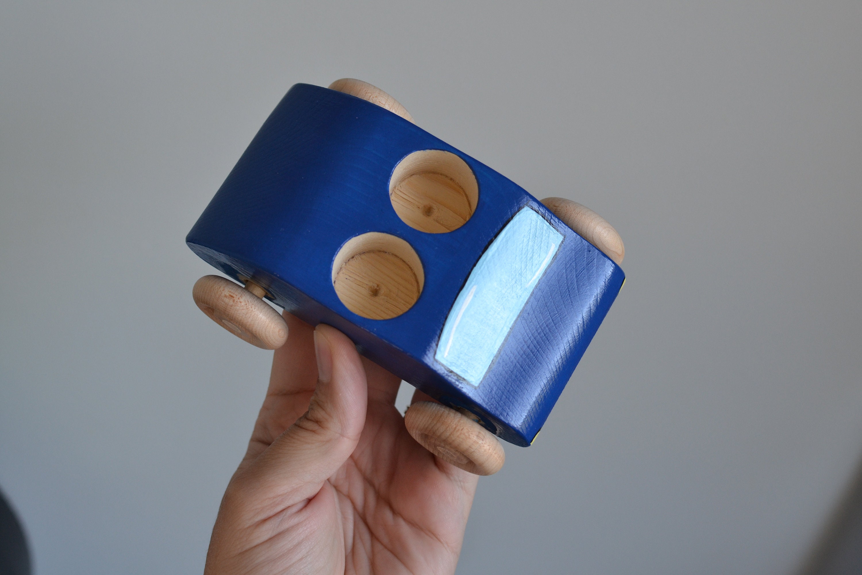 Hand-painted Wooden Car Simple Peg Doll Car | Etsy