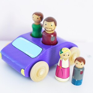 Hand-painted Wooden Car Simple Peg Doll Car - Etsy