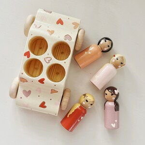 Lover Peg Dolls and Wooden Car | Valentine's Day Peg Dolls - Etsy