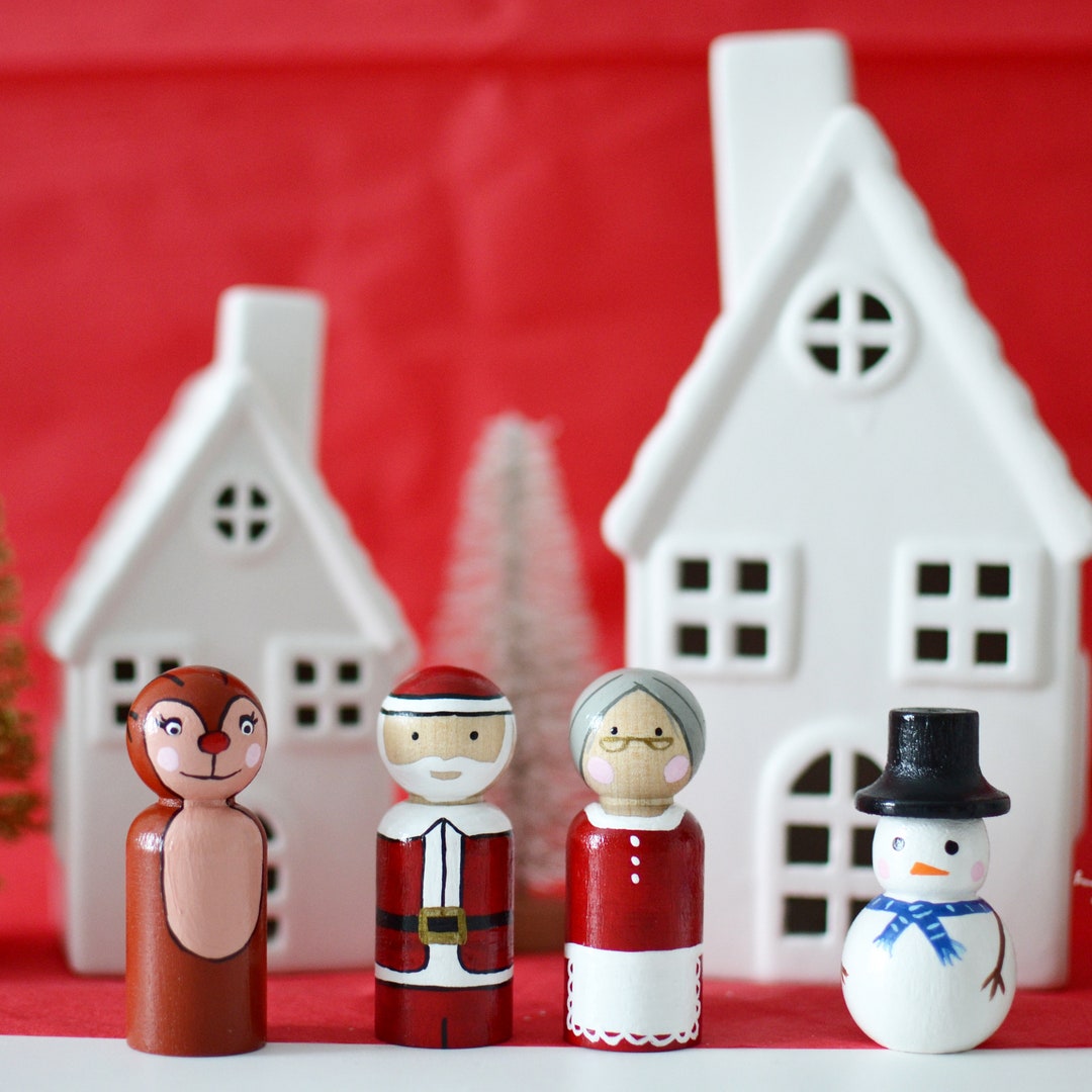 Christmas Santa Peg Doll Set - Etsy