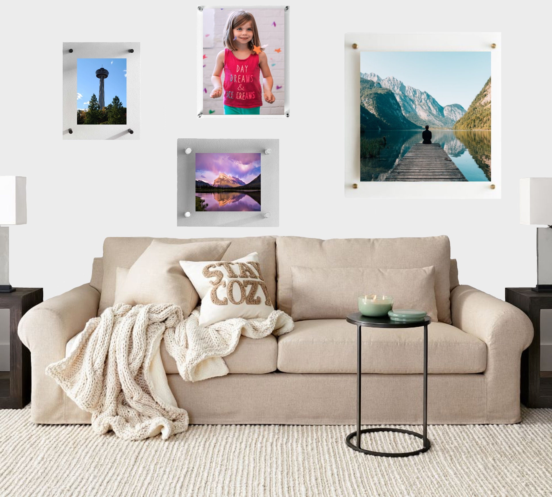 Clear Acrylic Wall Mount Floating Picture Frame: Double Panel - Etsy