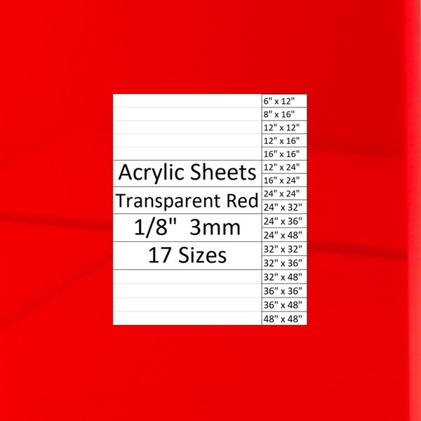 Acrylic Sheets Transparent Red - Etsy