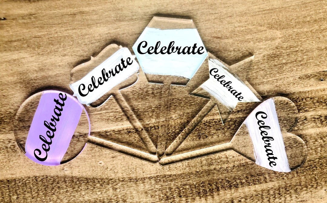 20 Pack Blank Clear Acrylic DIY Cake Topper: (25 Choices) Decorations ...