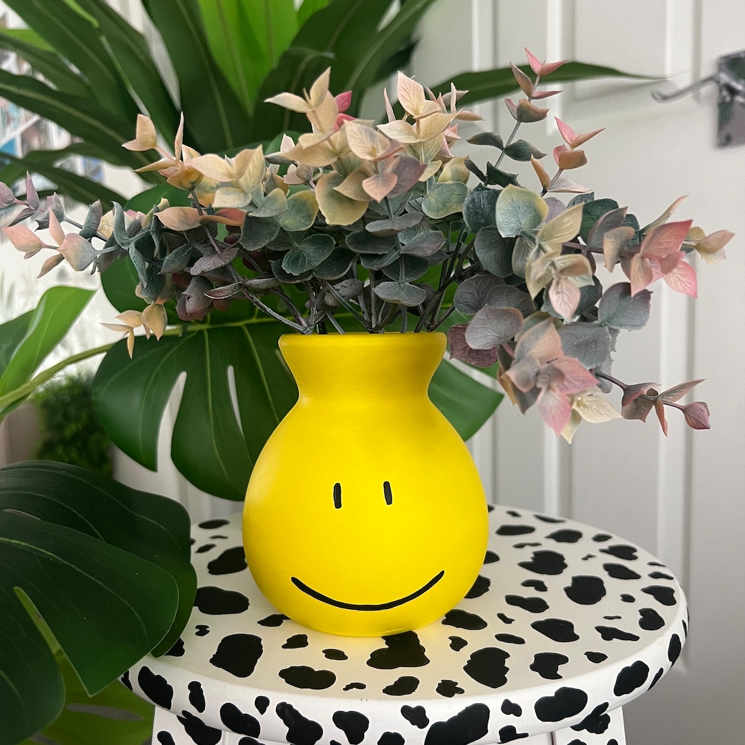 Smiley Face Ceramic Vase Hand Painted Funky Home Decor - Etsy