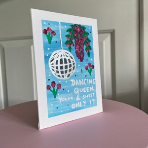 Dancing Queen Disco Ball Hand Painted Acrylic Canvas Wall Art - Etsy