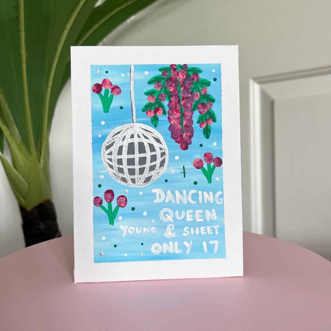 Dancing Queen Disco Ball Hand Painted Acrylic Canvas Wall Art - Etsy