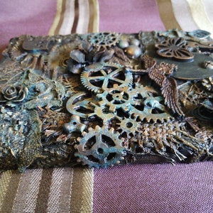 Beautiful Handmade Grunge Steampunk Bee Butterfly Owl Cogs Key Canvas ...