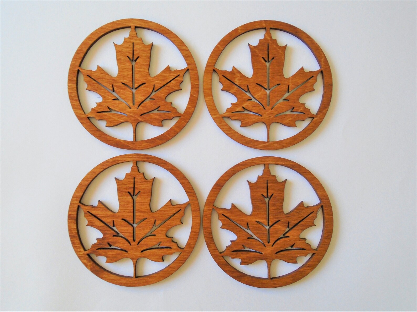 Maple Leaf Wooden Coasters Set of 4 Drinks Coaster Kitchen | Etsy
