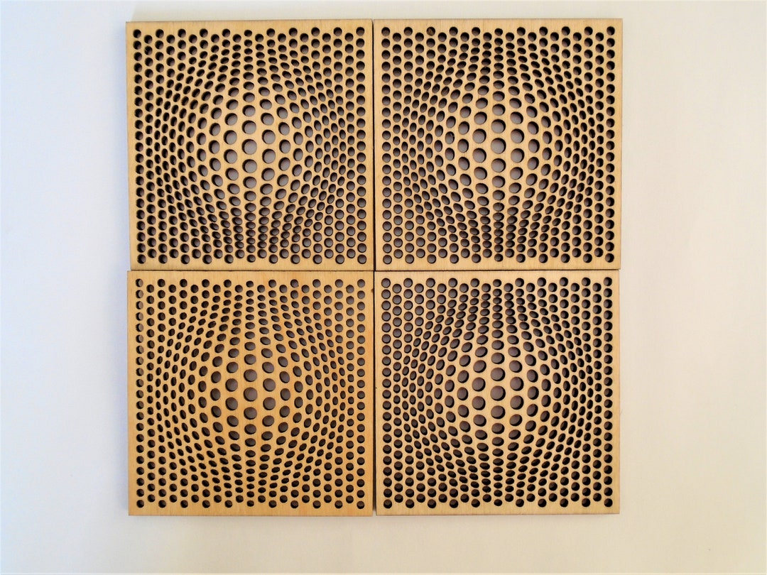 Illusion Wooden Coasters Set of 4 Dining Accessory Place Mat - Etsy