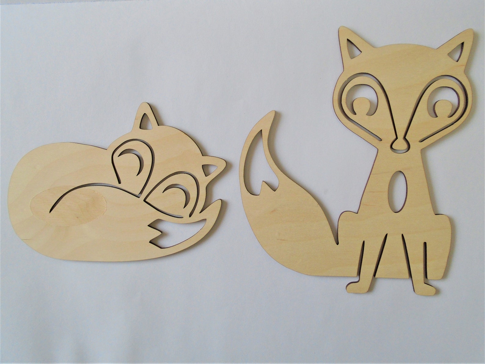 Wooden fox shapes pack of 2 wall art nursery craft shapes Mr | Etsy