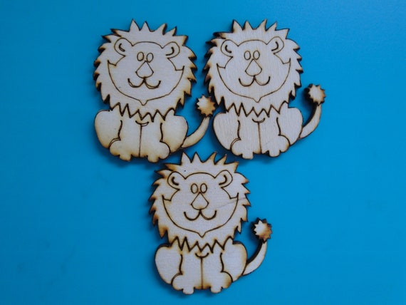 Wooden Lion Animal Shapes Pack of 3 3 Mm Plywood Laser | Etsy
