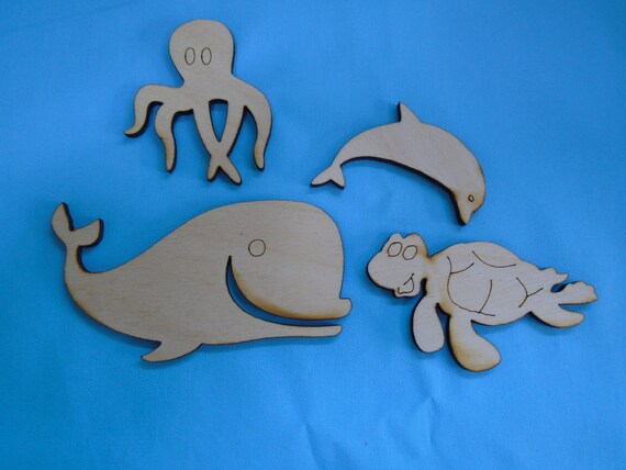 Wooden Sea Creatures Shapes | Etsy