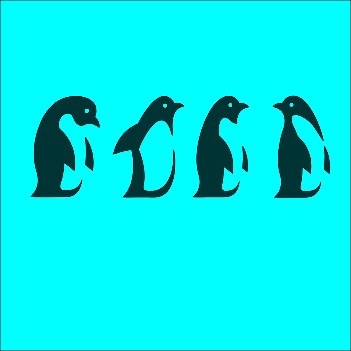 Penguin Stickers Set of 4 3 Sizes Vinyl Decal Stickers Cute | Etsy
