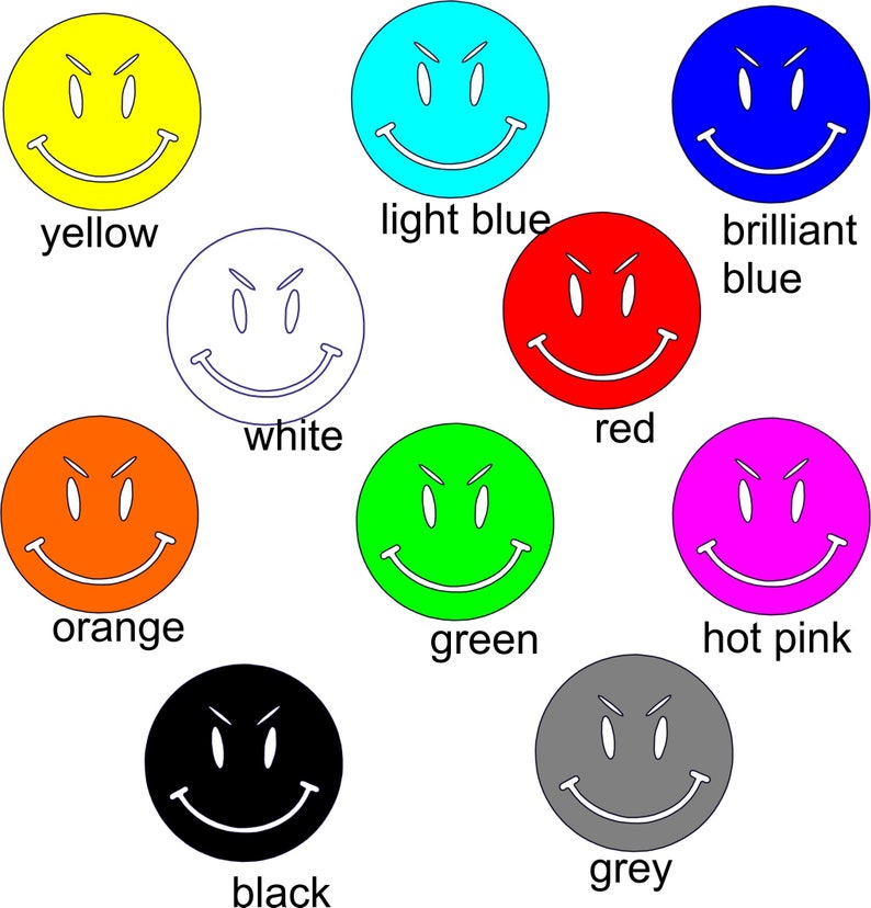 Angry Smile Face Vinyl Sticker 3 Sizes 10 Colours Happy Angry - Etsy