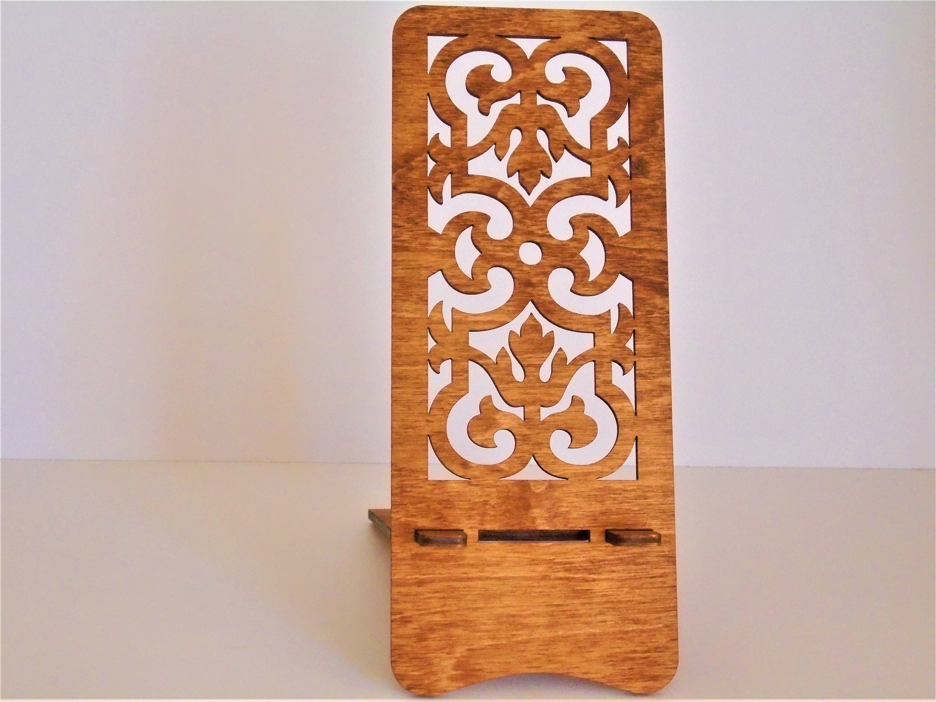 Wooden Mobile Phone Holder Laser Cut Design Ornate Design - Etsy UK