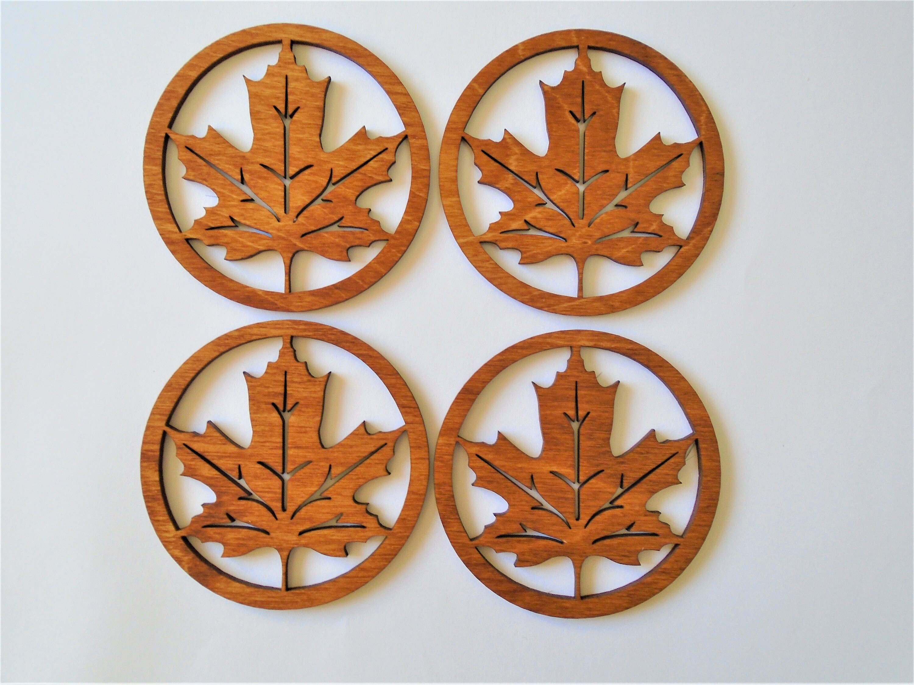 Maple Leaf Wooden Coasters Set of 4 Drinks Coaster Kitchen | Etsy