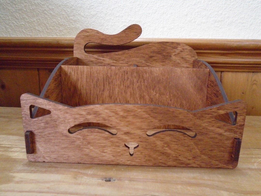 Cat Wooden Desk Tidy Make up Tidy Organiser Bits and Bobs - Etsy