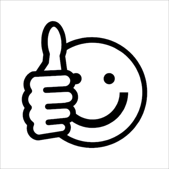 Smiley Face Thumbs Up Black And White