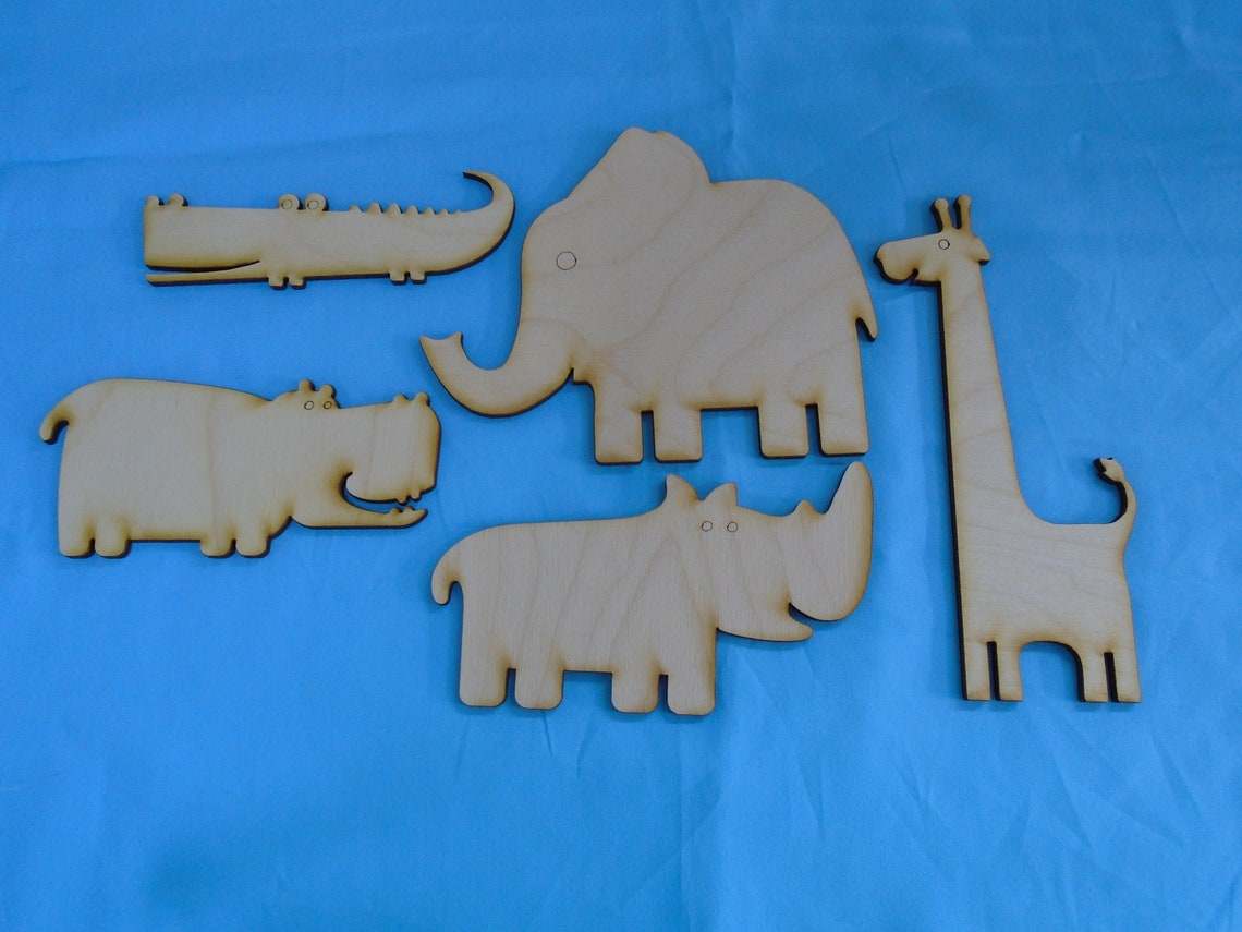 Wooden Animal Shapes Set of 5 Laser Cut Craft Shapes | Etsy