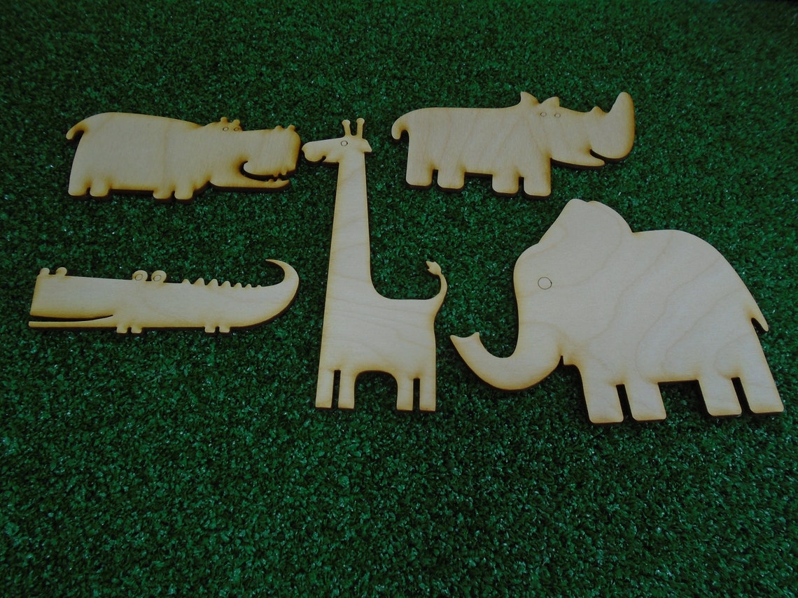 Wooden Animal Shapes Set of 5 Laser Cut Craft Shapes | Etsy