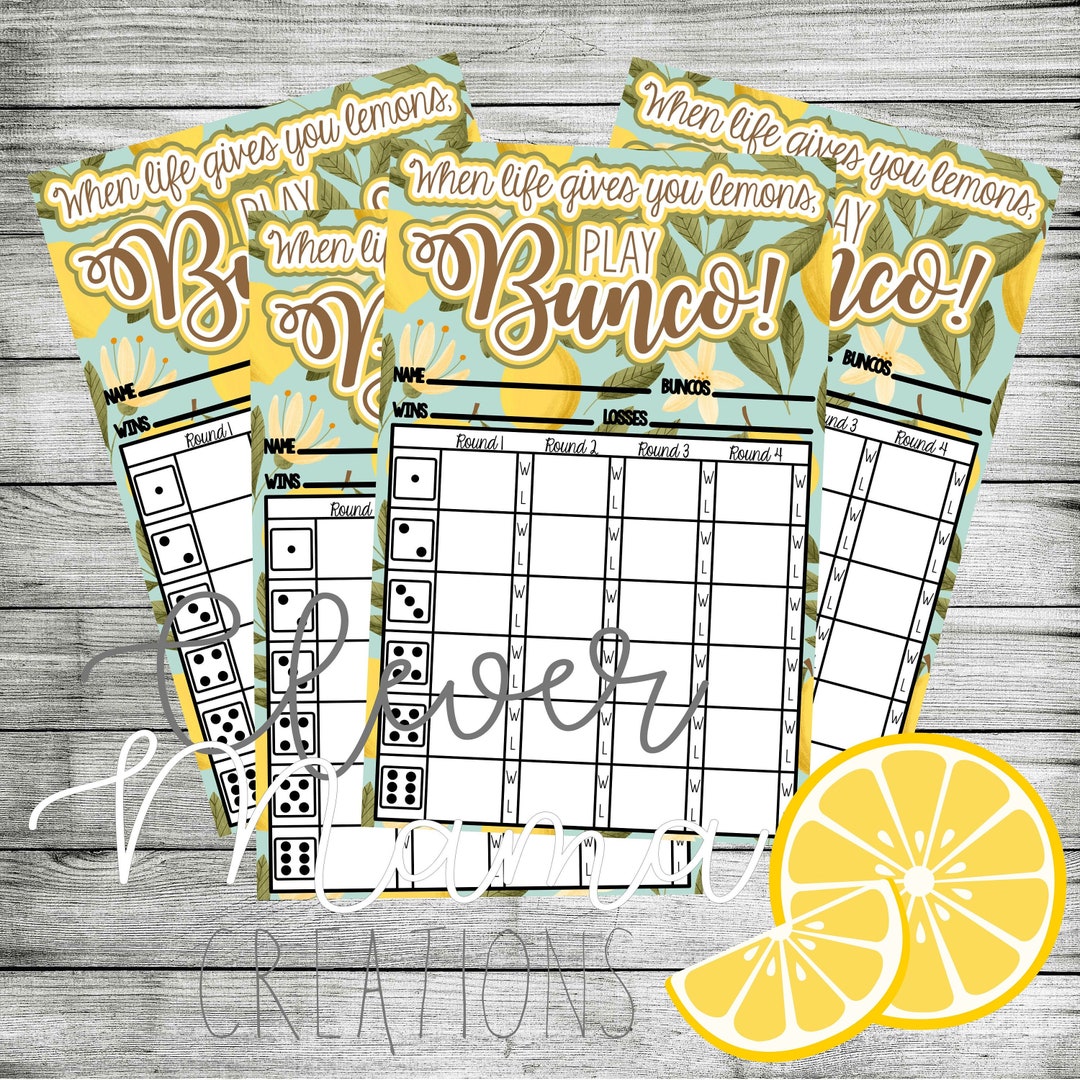Lemon Bunco Scoresheets - When Life Gives You Lemons, Play Bunco ...