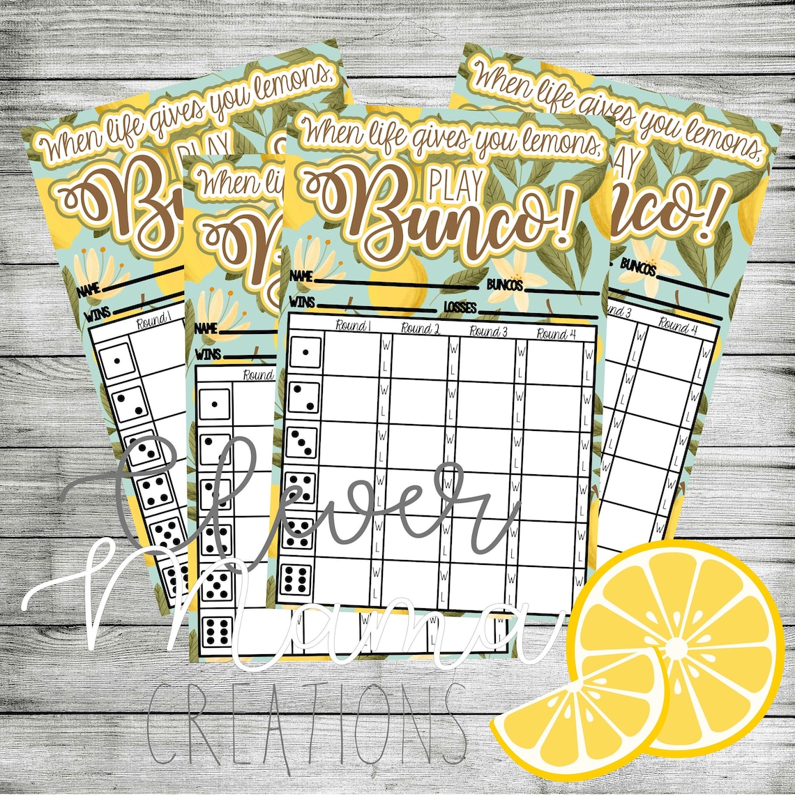 Lemon Bunco Scoresheets - When Life Gives You Lemons, Play Bunco ...