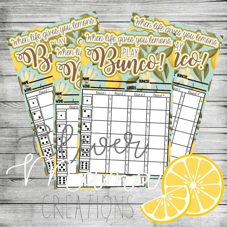 Lemon Bunco Scoresheets - When Life Gives You Lemons, Play Bunco ...