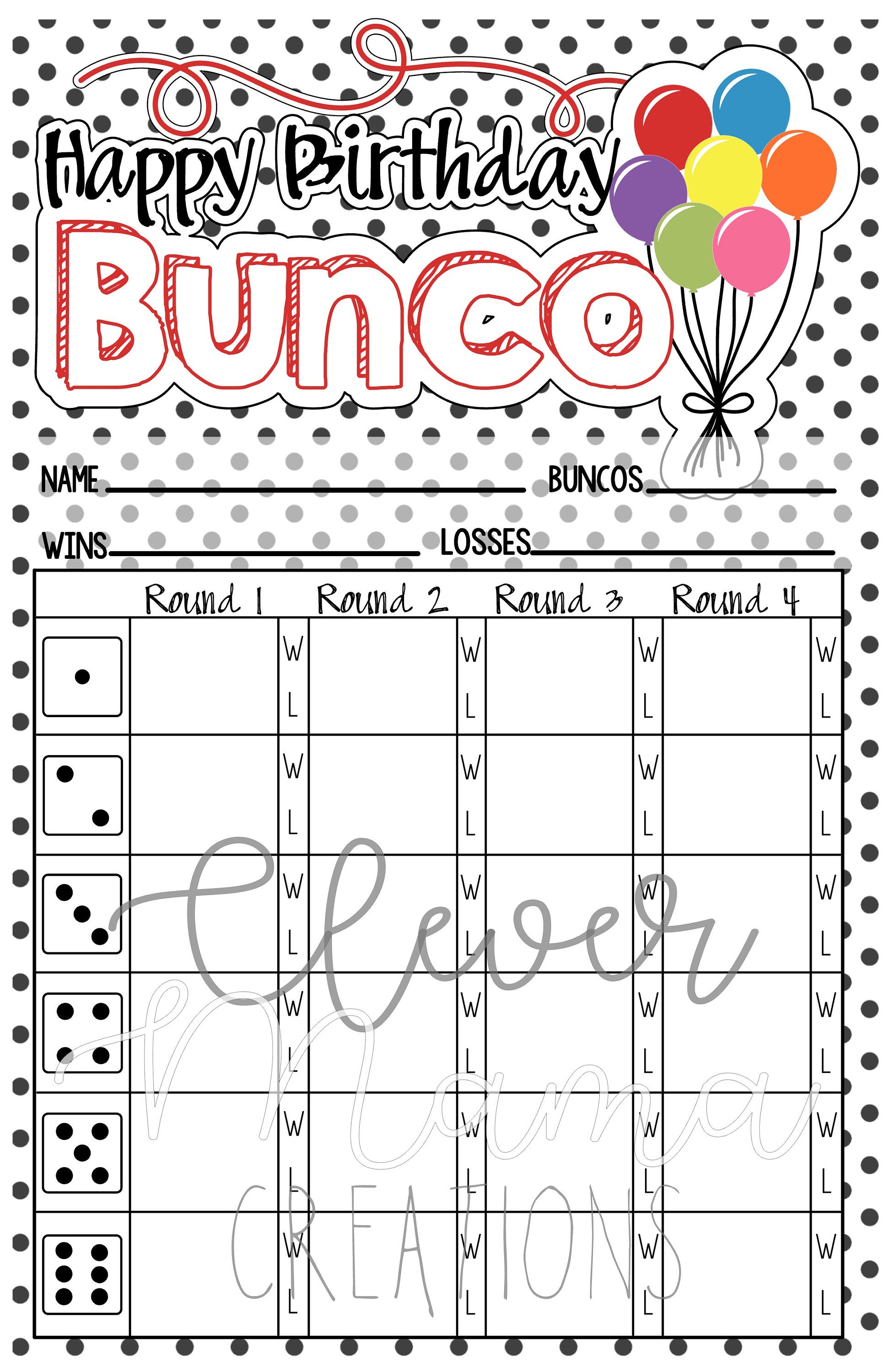 Happy Birthday Bunco Score Sheets - Etsy