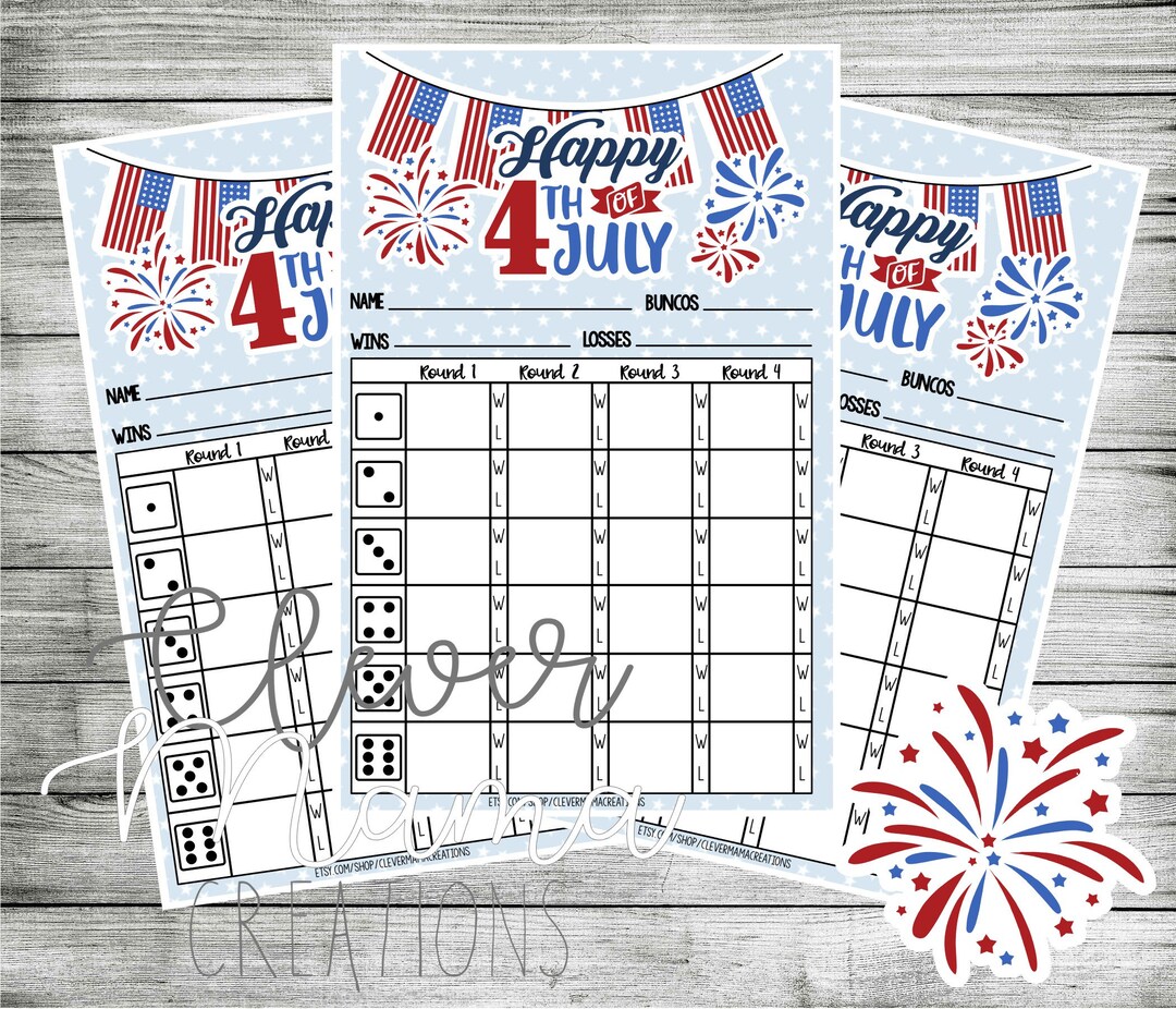 Happy 4th of July Bunco Score Sheets - Etsy