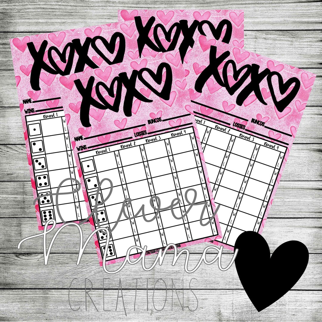 XOXO Bunco Score Sheet, Valentines Day Bunco, XOXO Score Card - Etsy