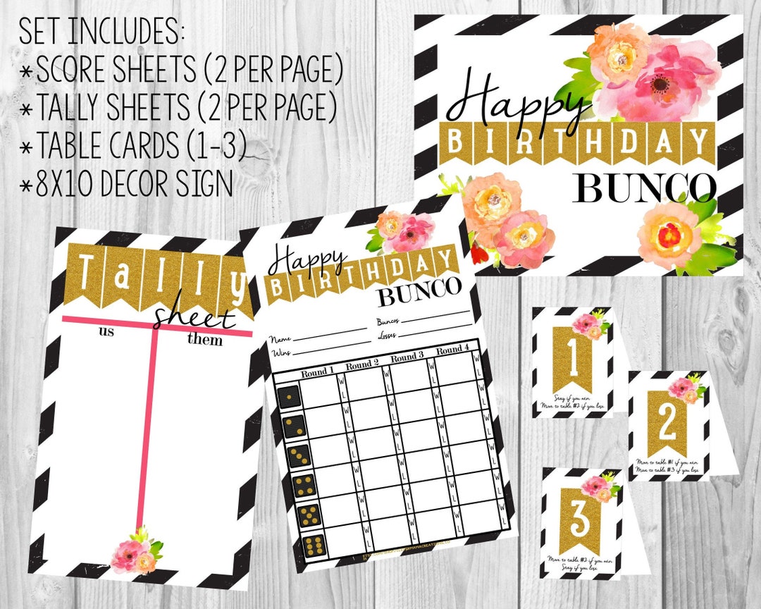 Happy Birthday Bunco Bundle - Happy Birthday Bunco Set - Happy Birthday ...