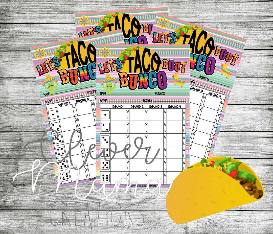 Let's Taco Bout Bunco Scoresheet, Taco Tuesday Bunco, Taco Bunco ...