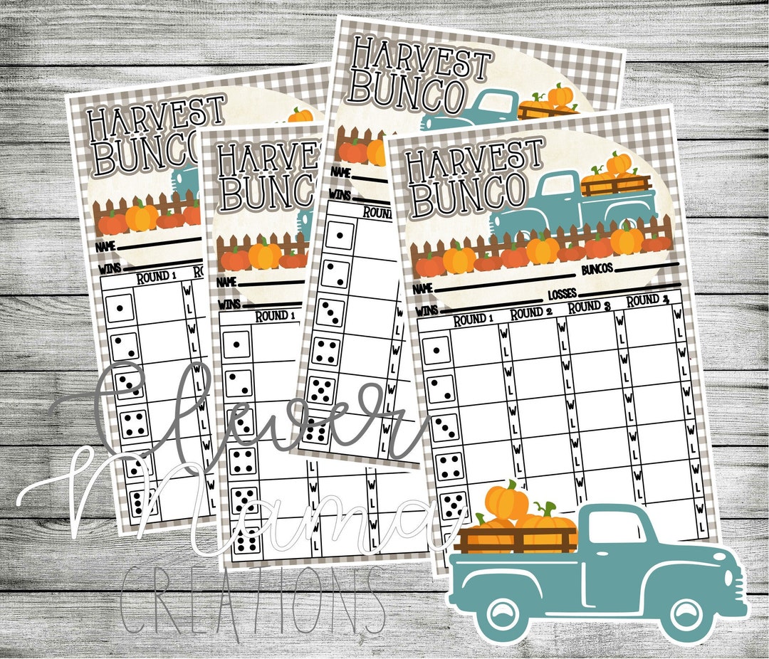 Harvest Bunco Score Sheets, Fall Bunco, Bunco Score Cards, Harvest ...