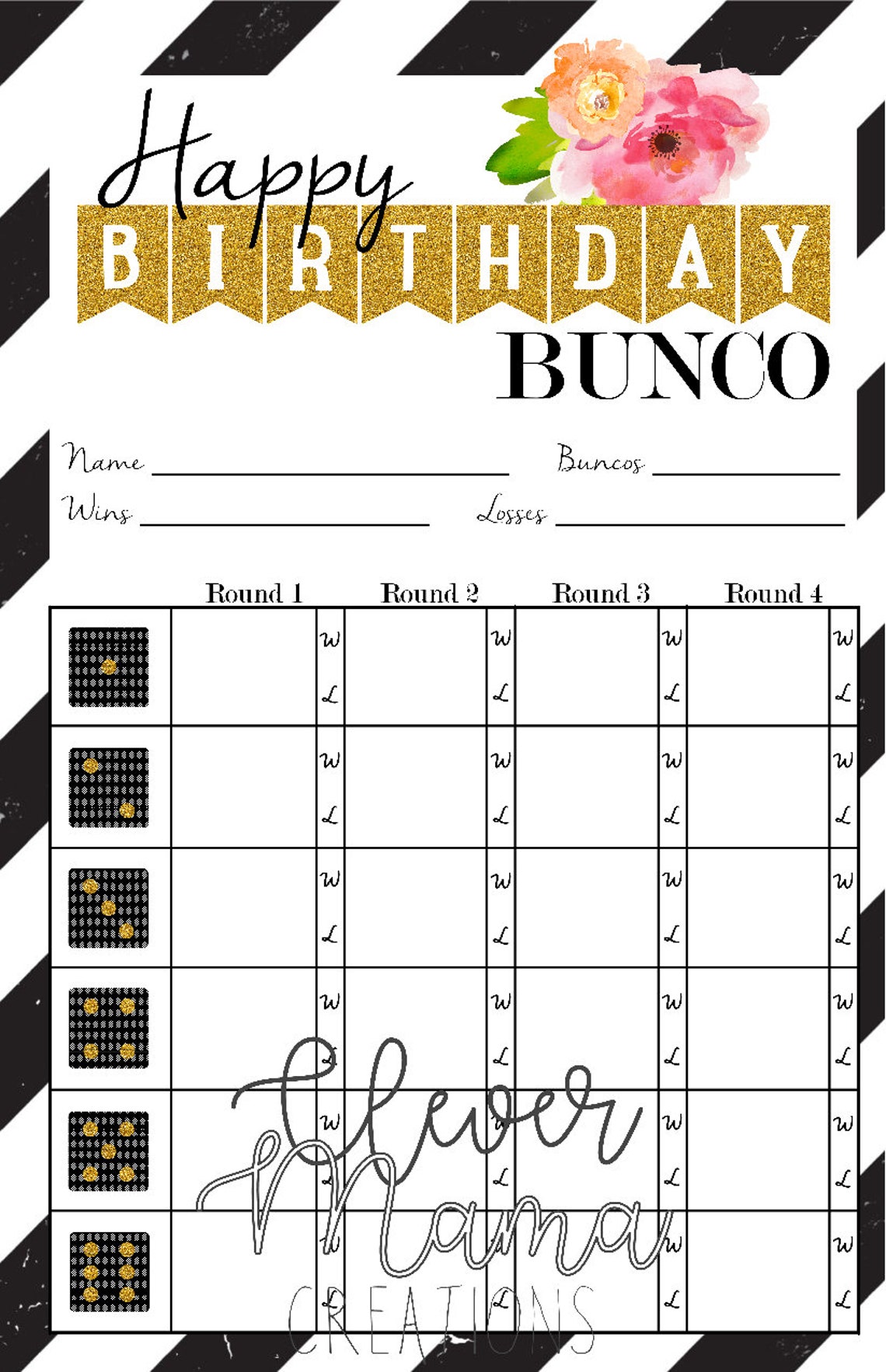 Bunco Scoresheet - Happy Birthday - Etsy