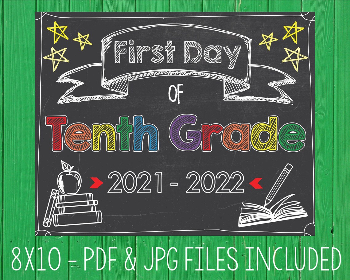 First Day of School Sign 10th Grade / First Day of Tenth | Etsy