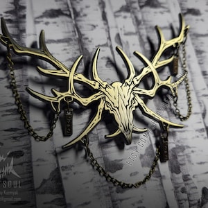 Husk Chained Deer Skull Pin - Etsy
