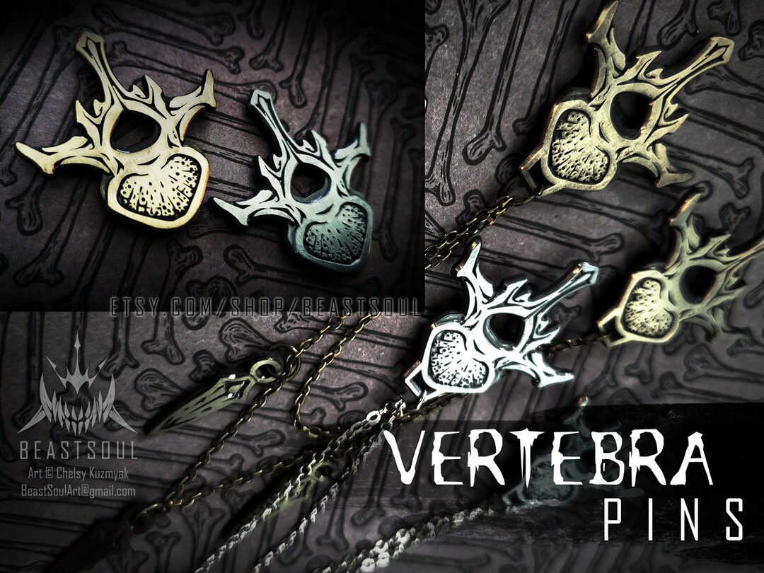 Vertebra Bone Horror Pins - Etsy