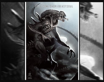 XENOMECHA 3 Mecha Cyborg Xenomorph, Hi-res Giclée Art Print, A4 21 Cm X ...