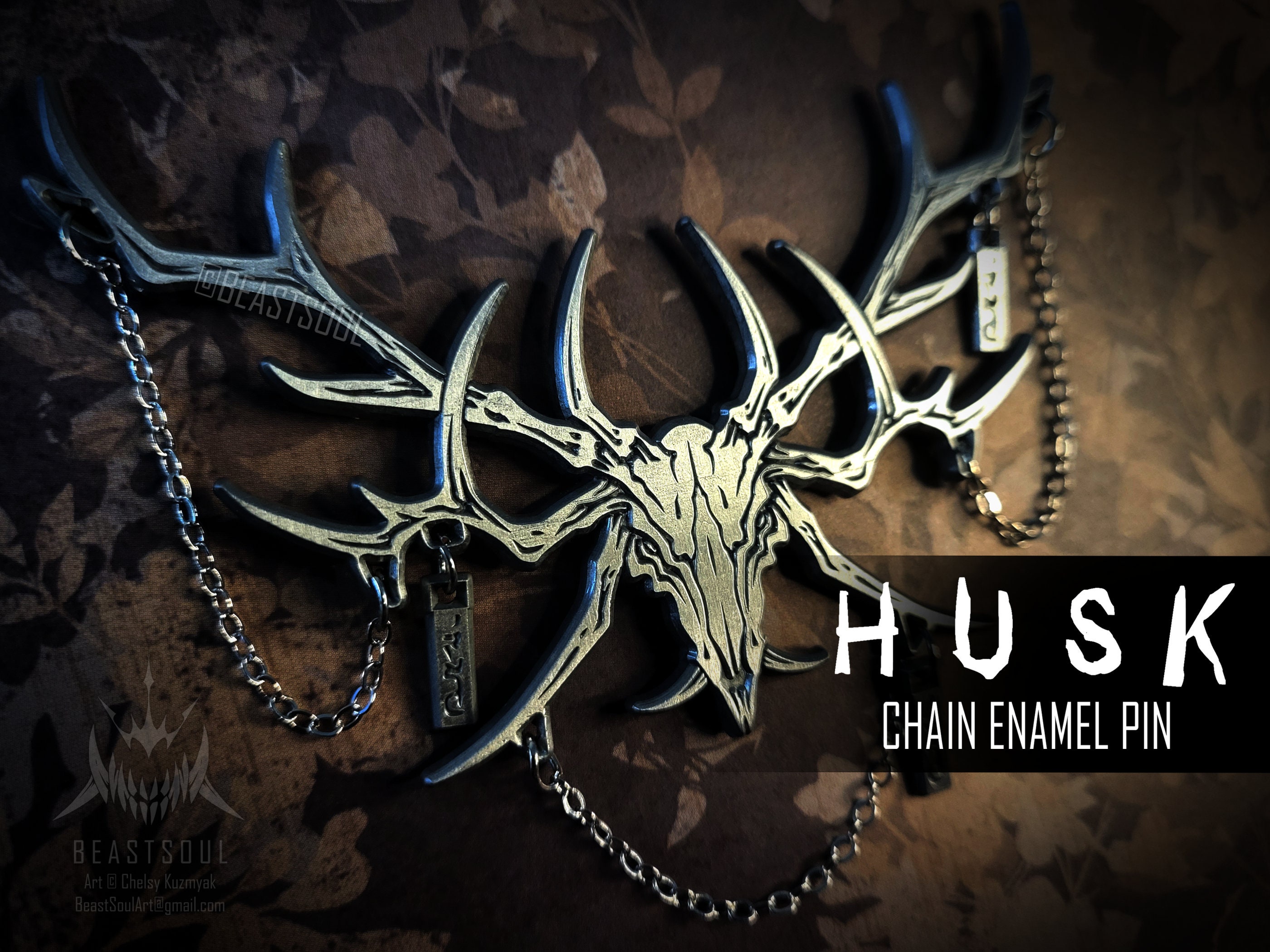 Husk Chained Deer Skull Pin - Etsy