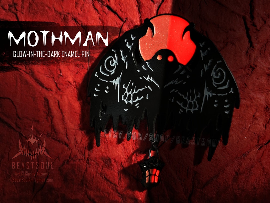 Mothman glow in the Dark Cryptid Enamel Pin - Etsy