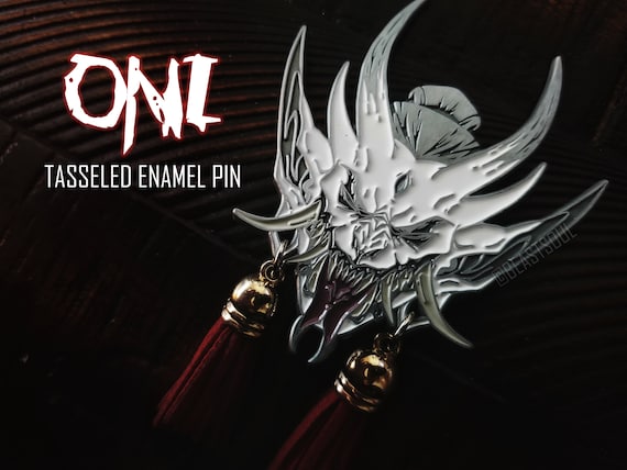 Oni Japanese Demon Enamel Pin With Tassels - Etsy