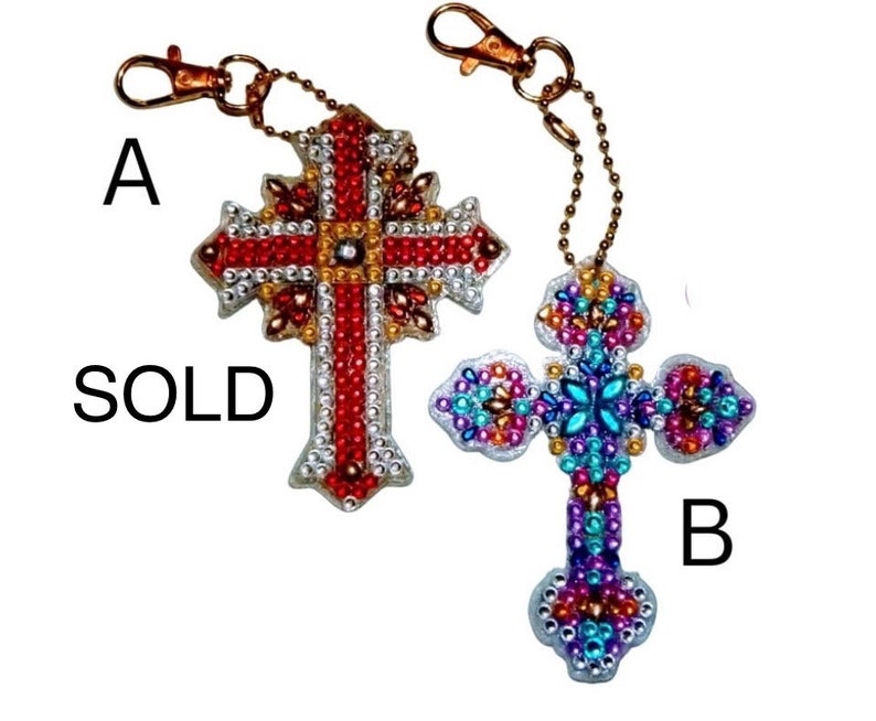 Religious Cross Diamond Art Keychains FINISHED PRODUCT Free - Etsy