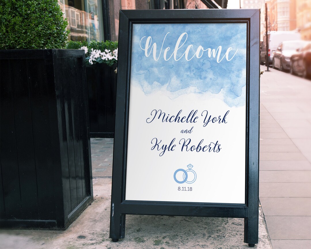 Wedding Welcome Sign Periwinkle Blue Calligraphy 11x17 Customizable ...