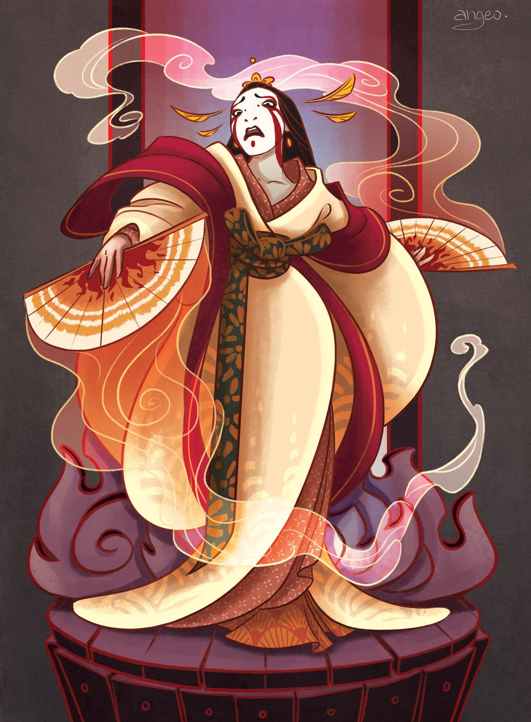 Kabuki Theatre: Original Art Print Digital Illustration/ Card ...