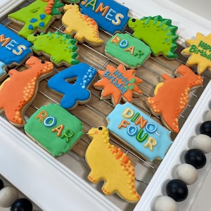 1 Doz Dinosaur Cookies*custom Design Birthday Cookies*trex Cookies*four ...