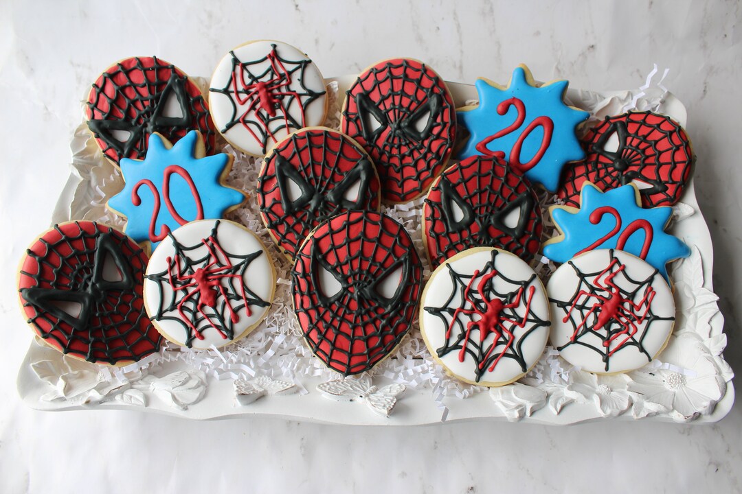 1 Doz Spiderman Inspired Cookies *spiderman Birthday Cookies*superhero ...