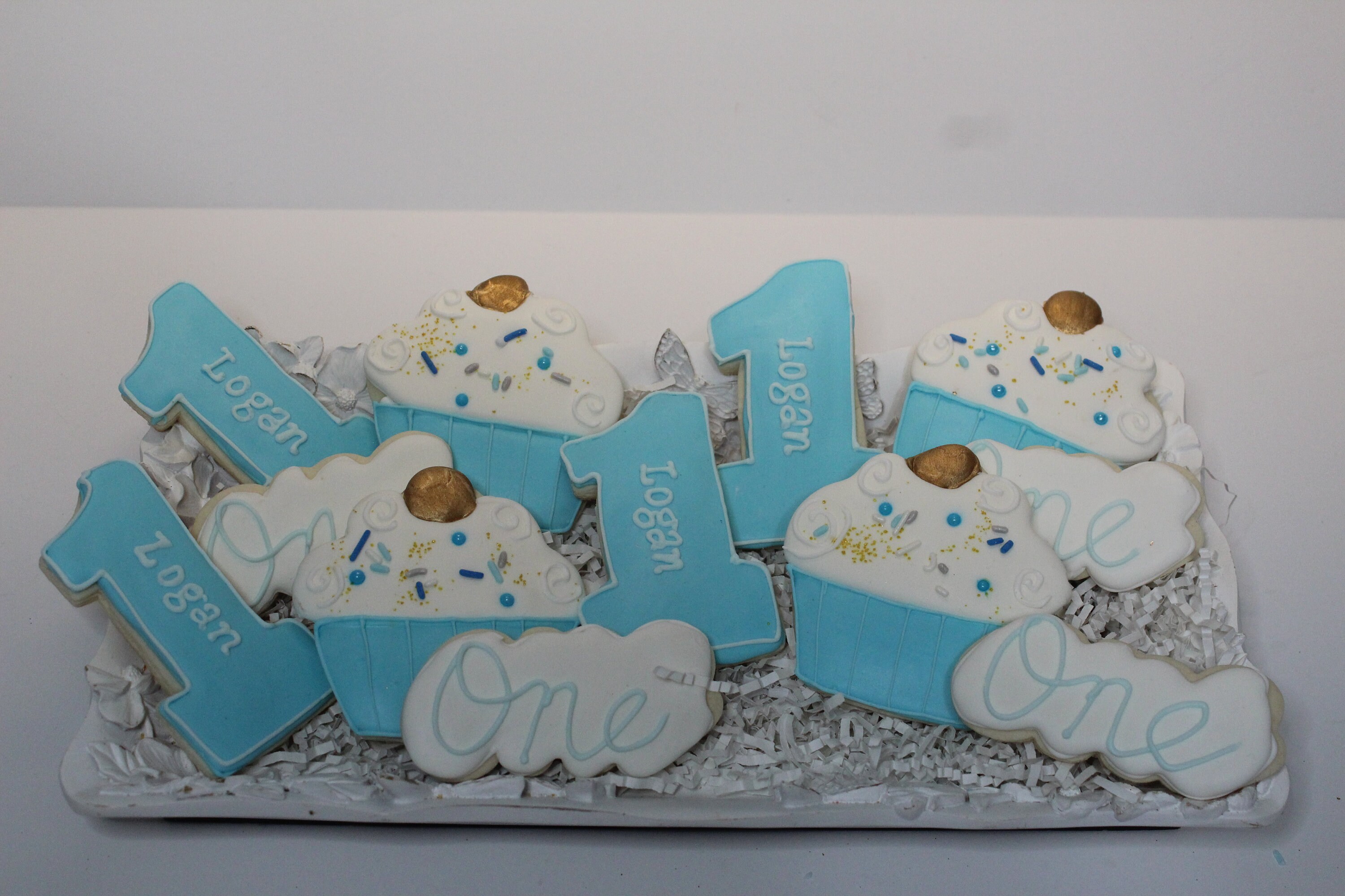 1 doz First Birthday CookiesCupcake Party Birthday Boy | Etsy