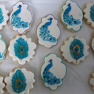 1 Doz Peacock Cookies *peacock Feathers*feather Cookies*bird Cookies ...