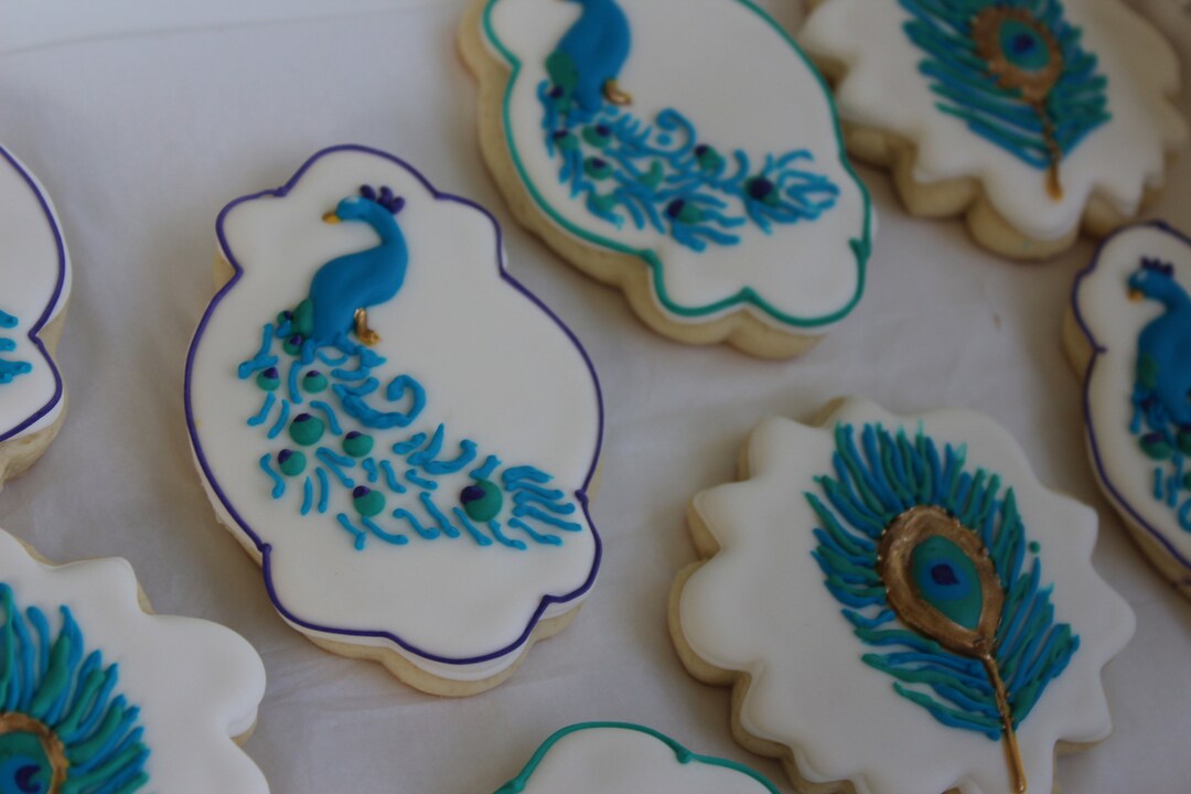 1 Doz Peacock Cookies *peacock Feathers*feather Cookies*bird Cookies ...