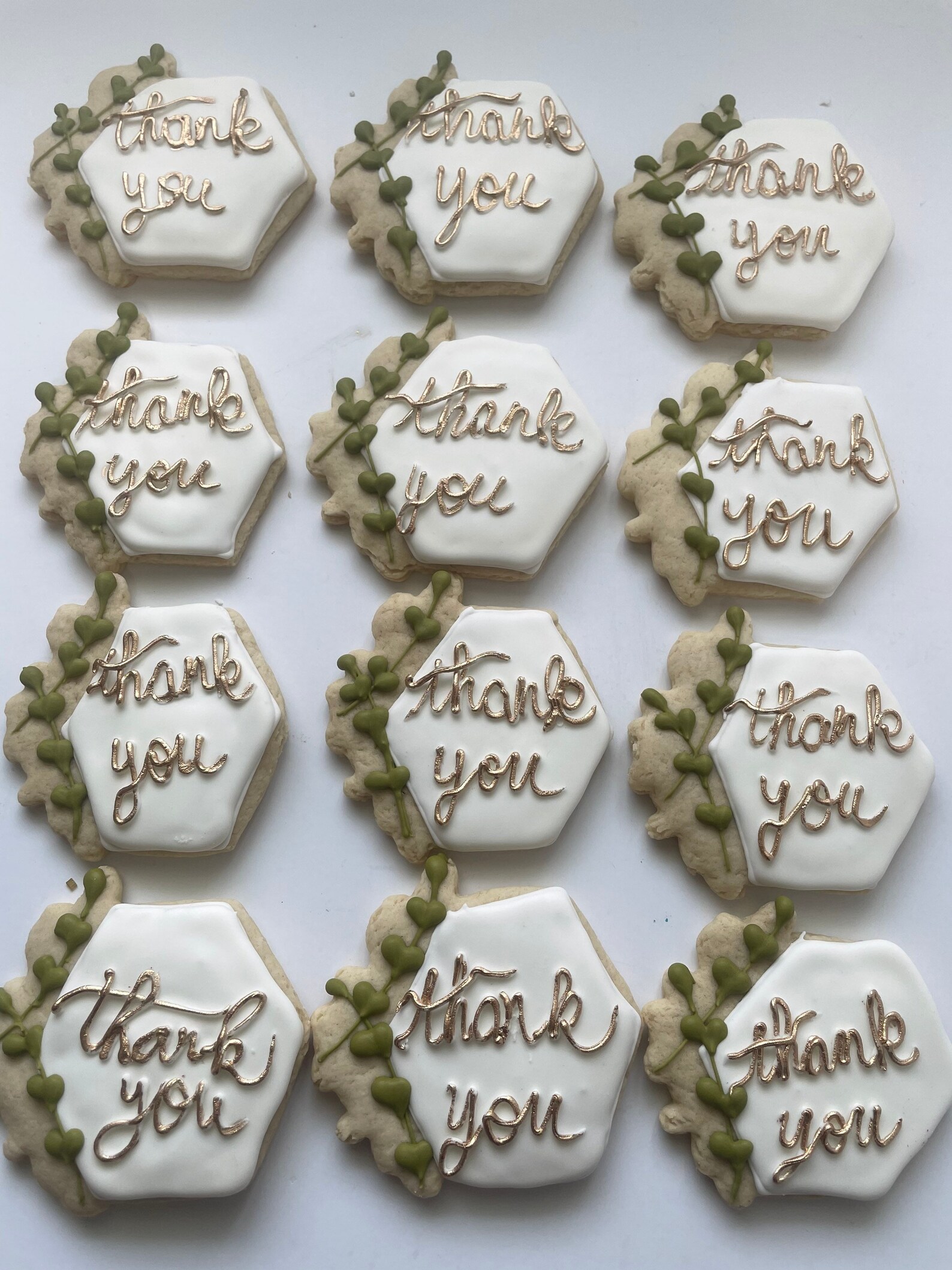 Thank You Hexagon Cookies - Gold Script Favors, One Dozen - Etsy
